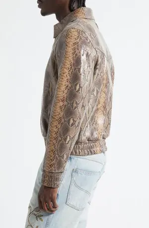 Amiri Snake Embossed Leather Western Jacket - Brown Multi