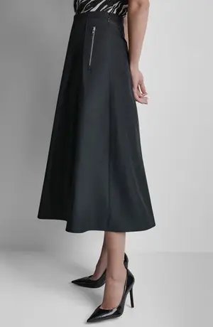 Dkny Taffeta Seamed A-line Midi Skirt