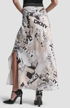 Dkny Newspaper Print Maxi Skirt