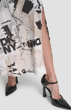 Dkny Newspaper Print Maxi Skirt
