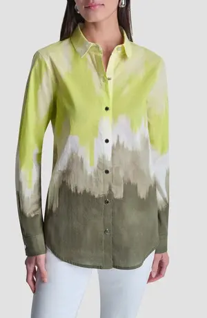 Dkny Ombré Cotton Voile Button-up Shirt - Daybreak Haze