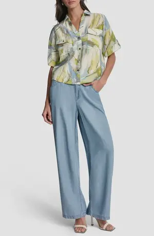 Dkny Printed Roll Tab Shirt