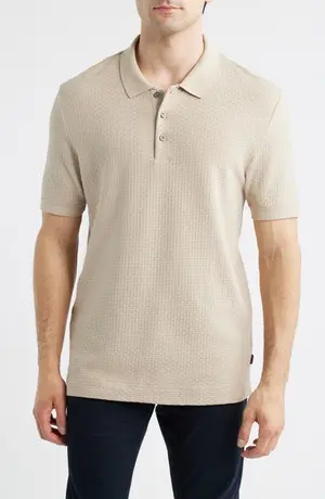 BOSS Perry Geo Textured Cotton Polo