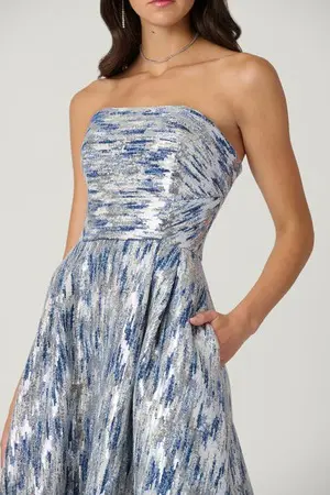 Shoshanna Jacquard Strapless Cocktail Dress