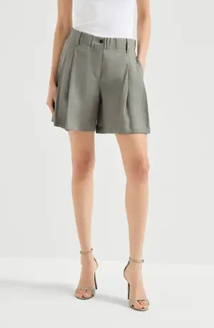 Brunello Cucinelli Linen Shorts - Khaki