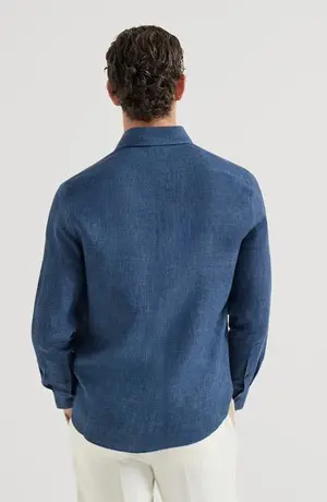 Brunello Cucinelli Délavé Linen Shirt - Navy Blue