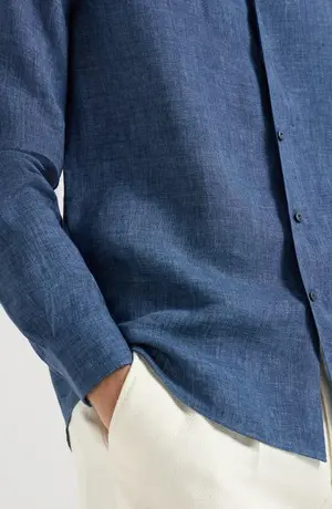 Brunello Cucinelli Délavé Linen Shirt - Navy Blue