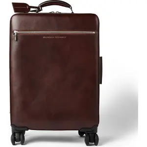 Brunello Cucinelli Burnished Calfskin Suitcase - Burgundy