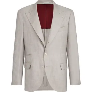 Brunello Cucinelli Chevron Deconstructed Blazer - Light Grey