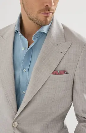 Brunello Cucinelli Chevron Deconstructed Blazer - Light Grey