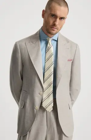 Brunello Cucinelli Chevron Deconstructed Blazer - Light Grey