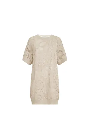 Brunello Cucinelli Dazzling Water Lilies Mini Dress - Beige