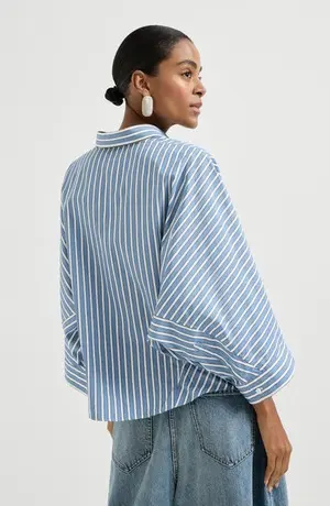 Brunello Cucinelli Striped Poplin Shirt - Azure