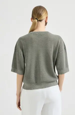Brunello Cucinelli Linen-blend Lamé Knit Sweater - Military