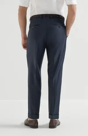 Brunello Cucinelli Virgin Wool Twill Trousers - Navy Blue