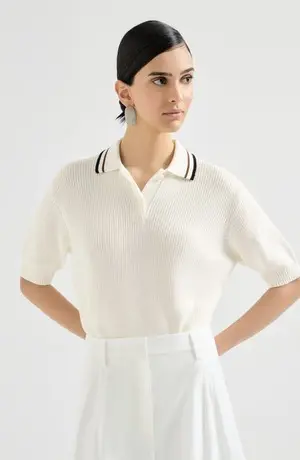 Brunello Cucinelli Rib Knit Polo