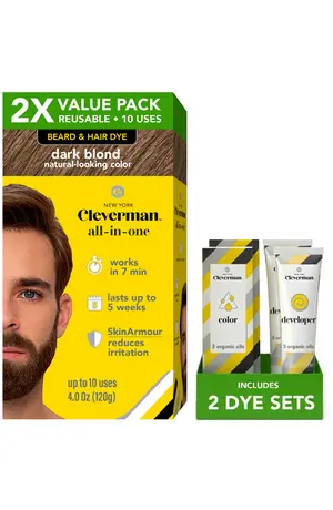 CLEVERMAN 2x Pack Reusable Beard & Hair Dye Kit - Dark Blond