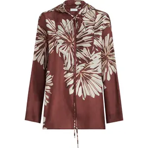 Brunello Cucinelli Bloom Print Pongee Shirt - Bordeaux