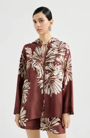Brunello Cucinelli Bloom Print Pongee Shirt
