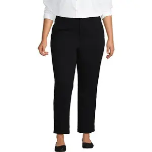 LANDS' END Mid Rise Classic Straight Leg Chino Ankle Pants - Black