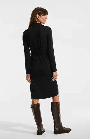 LANDS' END Cotton Modal Collared Wrap Dress - Black