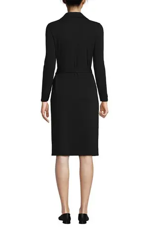 LANDS' END Cotton Modal Collared Wrap Dress - Black