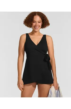 LANDS' END Mastectomy Mini Swim Dress - Black