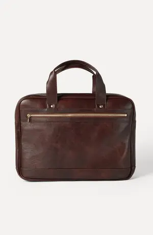 Brunello Cucinelli Calfskin Briefcase With Zipper - Burgundy
