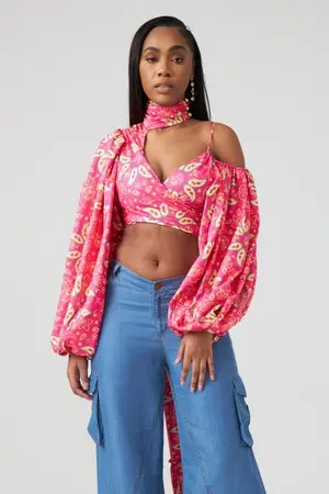 BOHN JSELL Persephone Wrap Top - Pink