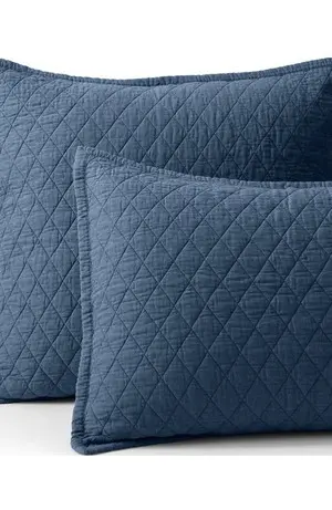 LANDS' END Solid Diamond Double Voile Pillow Sham - Bering Sea Blue