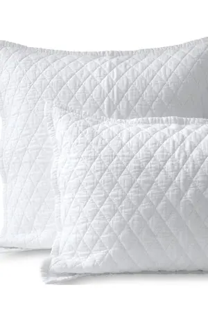 LANDS' END Solid Diamond Double Voile Pillow Sham White