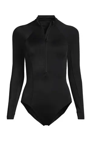 LANDS' END Dd-cup Tugless Long Sleeve One Piece Rash Guard