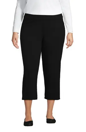LANDS' END Mid-rise Cropped Pull-on Pants - Black