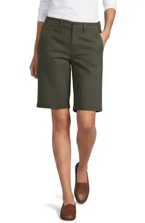 LANDS' END Classic 12" Chino Shorts With Elastic Back Forest Moss