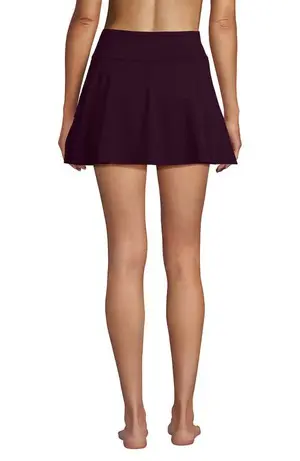 LANDS' END High Waisted Tulip Hem Swim Skort - Dark Wine