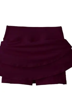 LANDS' END High Waisted Tulip Hem Swim Skort - Dark Wine