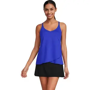 LANDS' END D-cup Chlorine Resistant V-neck Tankini Top - Galaxy Blue