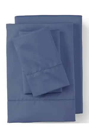 LANDS' END 700 Thread Count Luxe Sateen Egyptian Cotton No Iron Bed Sheet Set - Dusk Indigo Sky