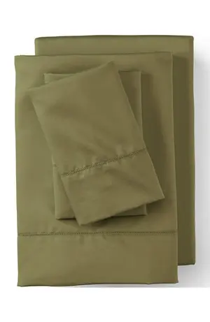 LANDS' END 700 Thread Count Luxe Sateen Egyptian Cotton No Iron Bed Sheet Set - Simply Olive