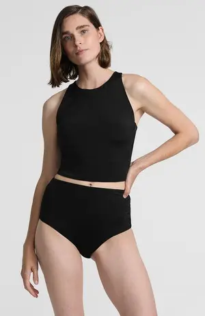 LANDS' END Tugless Portrait Back Two-piece Swimsuit Set - Black