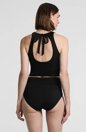LANDS' END Tugless Portrait Back Two-piece Swimsuit Set - Black