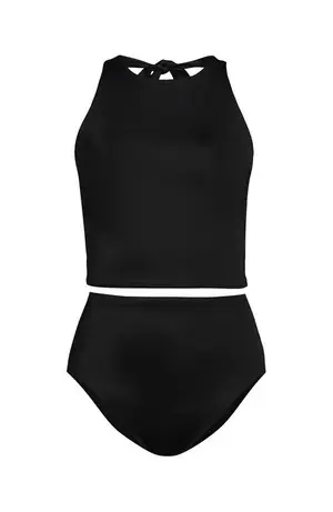 LANDS' END Tugless Portrait Back Two-piece Swimsuit Set - Black