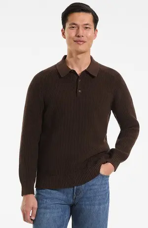 LANDS' END Long Sleeve Drifter Polo Sweater