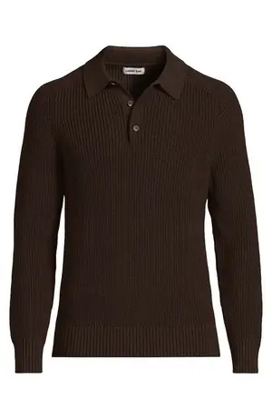 LANDS' END Long Sleeve Drifter Polo Sweater