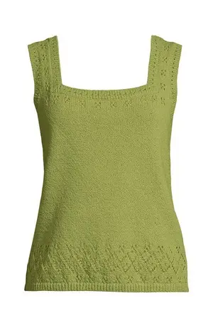 LANDS' END Pointelle Square Neck Tank Sweater - Bright Pistachio