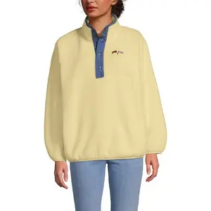 LANDS' END Snap Neck Fleece Pullover - Pale Yellow