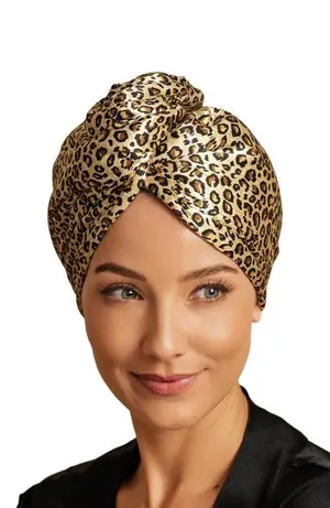 SILKSILKY Pure Silk Hair Towel Wrap - Leopard