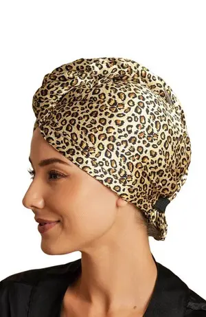 SILKSILKY Pure Silk Hair Towel Wrap - Leopard