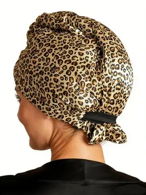 SILKSILKY Pure Silk Hair Towel Wrap - Leopard