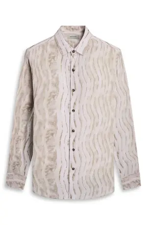 Bugatchi Julian Shaped Fit Wave Print Button-up Shirt